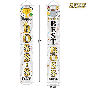 CiyvoLyeen Boss's Day Banner Happy Boss's Day Porch Signs Home Front Door Hanging Decor Boss Party Supplies Boss Day Party Decor