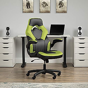 OFM Gaming Chair Ergonomic Racing Style PC Computer Desk Office Chair - 360 Swivel, Integrated Lumbar Support & Headrest, Adjustable Height, Recline Tilt Control, Flip-Up Arms, 275lb Max (2020 Green)