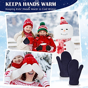 Tarpop 24 Pairs Toddler Knitted Mittens Bulk Winter Kids Stretch Gloves Warm Hand Knit Mittens for Boys Girls(Plain Colors)