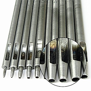 10Pcs Leather Hole Punch Cutter 0.5mm-5mm Leather Working Tools for Leather Watch Bands Belts Canvas Paper Plastics Round Hollow Hole Punch Cutter Tool
