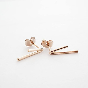 HONEYCAT Lucy Tiny Drop Bar Studs in Gold, Rose Gold, or Silver | Minimalist, Delicate Jewelry (Rose Gold)
