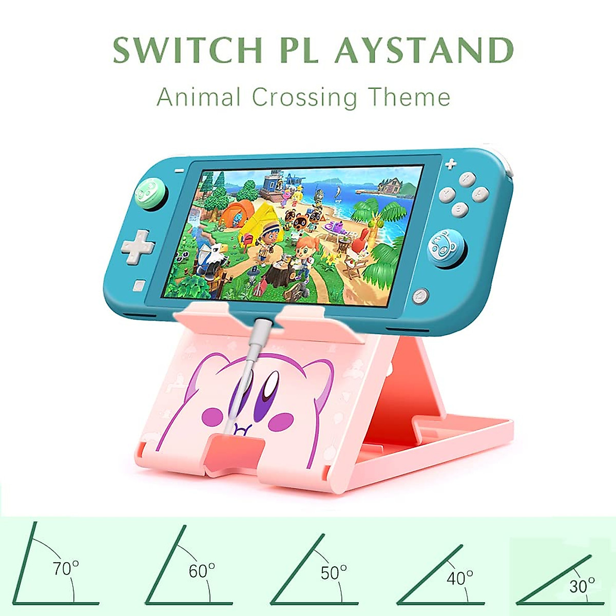 Busjoy Stand for Nintendo Switch, Switch OLED, Switch Lite, Steam Deck, Cute Kawaii Angle Adjustable Switch Holder, Portable Foldable Non-Slip Bracket-Pink