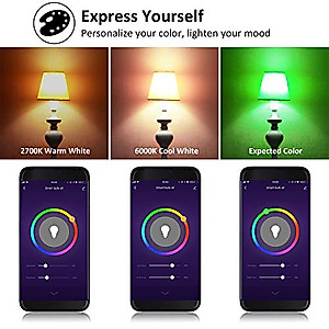 Smart Light Bulb, 15W (150W Equivalent) 1500Lumen Smart Alexa Light Bulb, E26 A19 Ultra Bright Led Color Changing Bulb, 2.4 GHz WiFi Light Bulb Compatiable with Alexa, Google (No Hub Required)