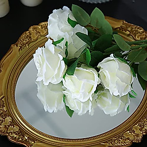 Felice Arts 12 Pack White Artificial Roses Flowers with Stems Silk Rose Bouquet for Wedding Vase Table Centerpiece DIY Gift Decor