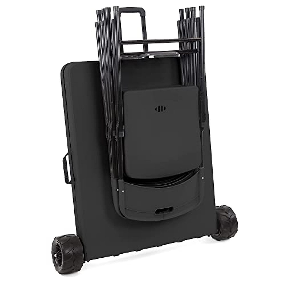 Creative Outdoor Folding Table and Chairs, 6 Ft, Built-in Wheels, Portable Durable Plastic, Indoor/Outdoor Events, Perfect for Camping/Picnic/Tailgating/Party, Easy to Clean