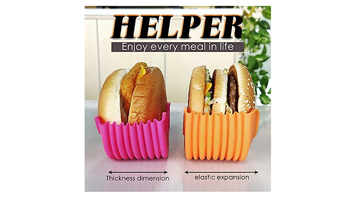 Adjustable Silicone Burger Holders - 4 Reusable Clips