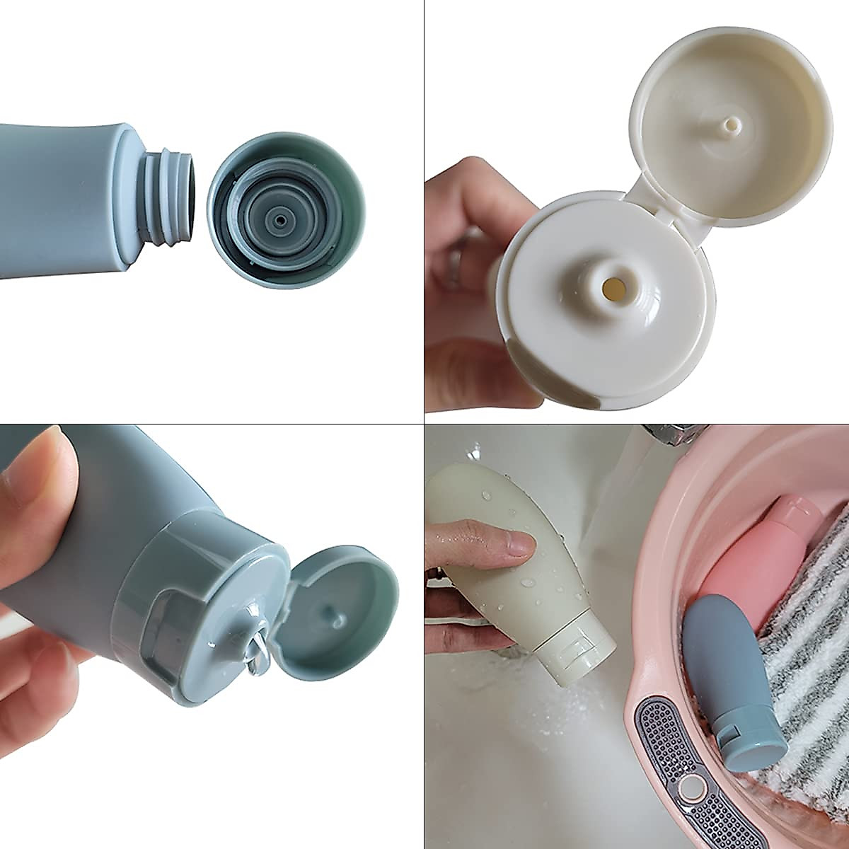 3 Pcs Travel Bottles Set,60ML Travel Bottles & Containers,Small Mini Empty Plastic Squeeze Bottles for Travel Toiletries,Shampoo and Conditioner with Storage Bag