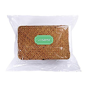 Vosarea 1PC Natural Seaweed Hand-Woven Box Woven Basket Storage Basket for Home Desktop Storage