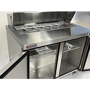 GenKraft Commercial Refrigerated - Salad/Sandwich Prep Table 48", 12 pan Capacity, Refrigerated Stainless Prep Table, used in Restaurants, Food Trucks, Fast Food Shops etc.