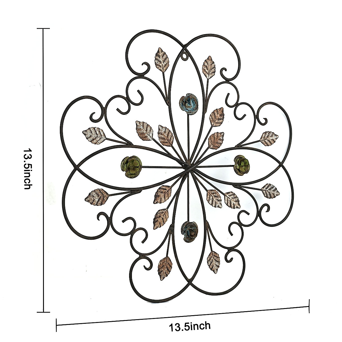 Remenna Metal Wall Art- Metal Flower Scroll Wall Art Decor Rustic Wall Decor for Bedroom Bathroom Living room Outdoor Garden… (Flower Scroll Wall Art)