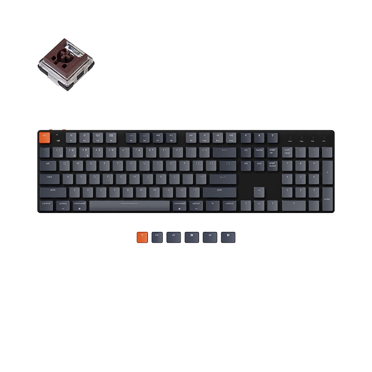 Keychron K5 SE Hot-swappable Ultra-Slim Wireless Bluetooth/Wired USB Mechanical Keyboard with Low-Profile Optical Brown Switch, Full Size Layout 104-Key White LED Backlit for Mac and Windows