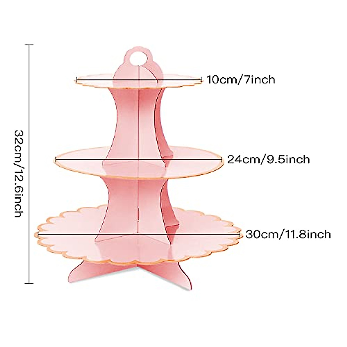 Cupcake Stand,3 Set of 3-Tier Dessert Plates Mini Cakes Fruit Candy Display Tower Cookie Tray Rack Candy Buffet Holder Cake Stand Cardboard Cupcake Stand Tiered Serving Stand (Pink)