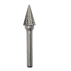SM-5 Tungsten Carbide Burr Rotary File 25 Degree Pointed Cone Shape Double Cut with 1/4''Shank for Die Grinder Drill Bit