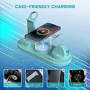 Magnetic Apple Wireless Charging Station 4 in 1 Charger Dock Compatible with iPhone 14/14 Plus/13/12/11/Pro/Pro Max/SE/X/XR/Xs Max, Apple Watch Ultra/8/7/6/SE/5/4/3/2 and Airpods1/2/3 AirPods Pro 1/2
