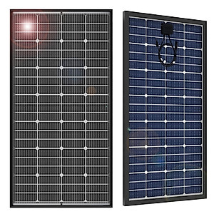 JJN Solar Panel Kit 200w Bifacial Solar Panel with 20A Solar Charge Controller+41" Adjustable Solar Panel Brackets for Homes RV Marine Camping Boat Off Grid System