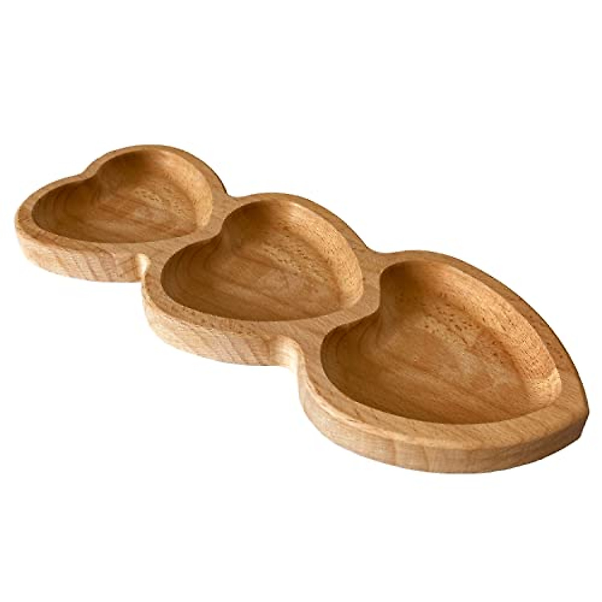 MORP, Heart Shaped Wood Tray, Divided Serving Trays & Platters, Wooden Diet Dish Platter, Cracker Appetizer Plate, Perfect Valentine Day Gift, food and cookie board, Fruit Snack Tray, Natural