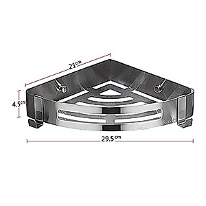 FVRTFT Bathroom Shelves Wall Mounted Shower Shelves Corner Shower Rack Stainless Steel with Hook No Drilling Self Adhesive for Kitchen Bathroom-Silver B_1 Story