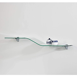 LTL Home Products Wallscapes Allure Glass Wave Floating Wall Shelf, 8"x40", Clear