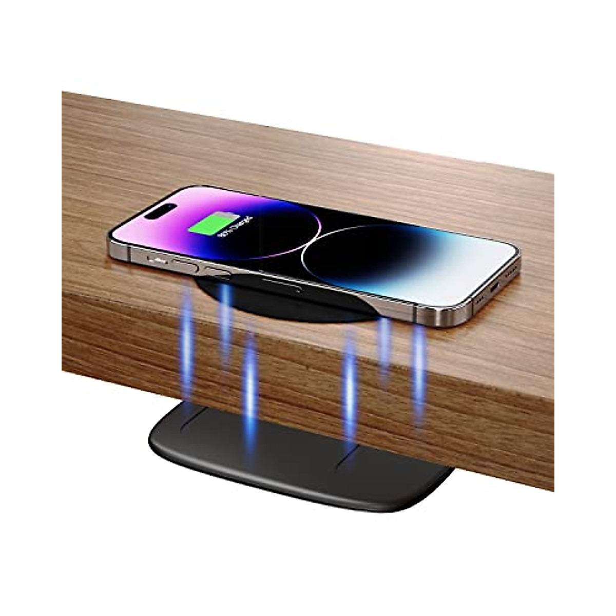 KPON Invisible Wireless Charger - 40MM(1.57") Under Desk Wireless Phone Charger - Hidden Charging Station for iPhone 14/13/12/Wireless Phones(Adapter Included)