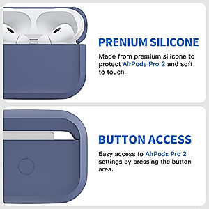 DamonLight AirPods Pro 2 Case Upgraded Rugged Case Shock Proof Protective Cover with Lanyard for Apple AirPods Pro 2nd Generation Case 2022 Released (Midnight Blue)