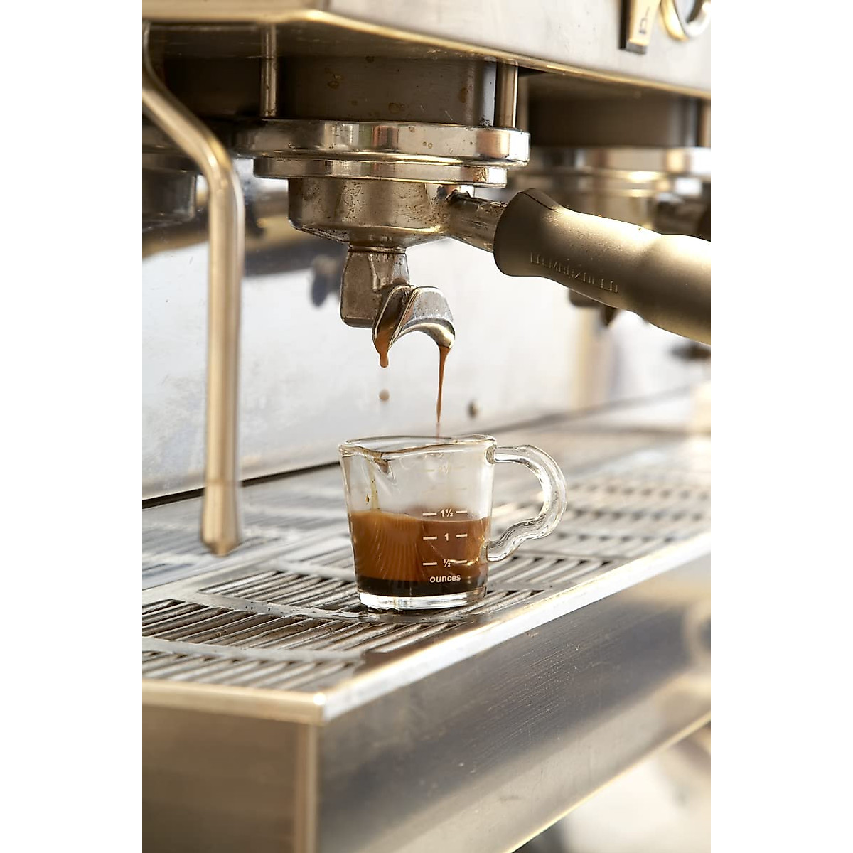 Rattleware Espresso Shot Glass Pitcher – Double Spouted Genuine Barista Measuring Cup with Graduations in Ml & Oz – High-Volume, Commercial-Grade for Swift Espresso Pouring & Precision (3 Oz, 2-Pc)