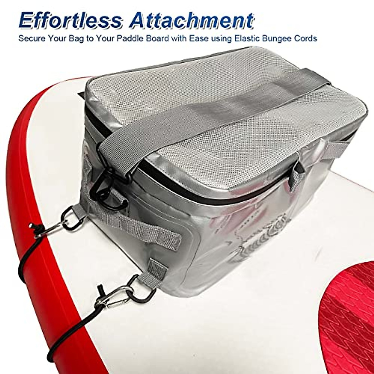 Wandooer Waterproof Sup Cooler Bag for Paddle Board, 15 Can Large Capacity Cooler for Kayak Surf Paddleboard, Leakproof Insulated Cooler Deck Bag-Gray