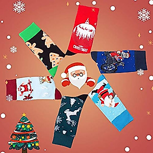 BONANGEL Christmas Socks for Men Women,Fun Cute Socks with Santas Reindeer Gingerbread Candy Pattern,Xmas Novelty Socks