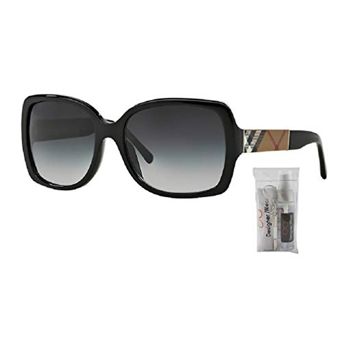 BURBERRY BE4160 34338G 58M Black/Grey Gradient Square Sunglasses For Women+ BUNDLE With Designer iWear Complimentary Eyewear Kit.