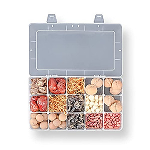 Sympabasic Souffahouse 2 Pack Plastic Small Crafts Storage Boxes with Adjustable Dividers (15 Grid)