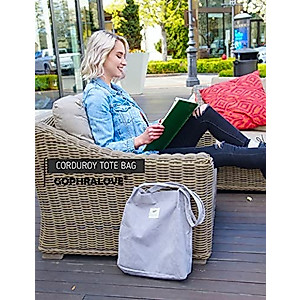 Cloele Corduroy Tote Bag for Women Shoulder Bag with Inner Pocket For Work Beach Lunch Travel And Shopping Grocery (Grey)
