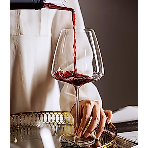 OJA Red Wine Glasses Set of 4, Large Burgundy Glasses-23 OZ, Hand Blown Crystal Glasses- Light, Clear, Best for Wine tasting, Birthday, Christmas, Anniversary