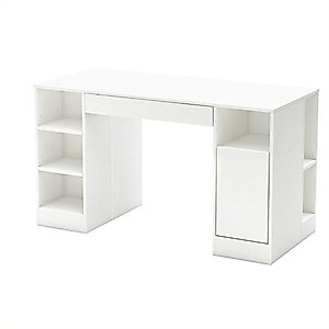 South Shore Crea Craft Table with Open and Closed Storage, Pure White