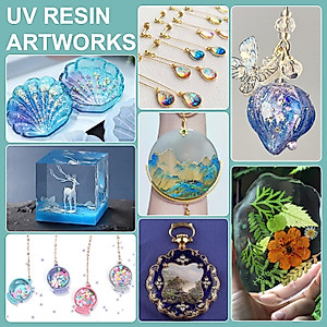 Deeteck UV Resin Kit with Light for Beginners-400g Highly Crystal Clear Hard Epoxy Resin Supplies with 200pcs Making Kit and UV Lamp, Silicone Molds for DIY Arts and Crafts, Fast Curing for Making