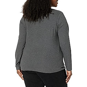 Amazon Essentials Women's Slim-Fit Layering Long Sleeve Knit Rib V-Neck (Available in Plus Size), Pack of 2, Black/Charcoal Heather, Small