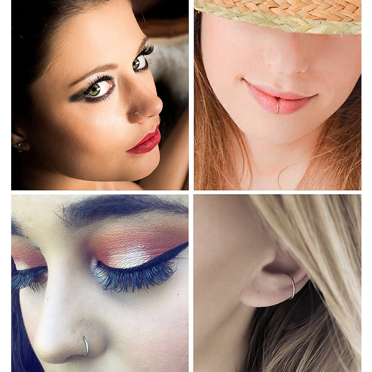 YOVORO 22G 72PCS 316L Stainless Steel Nose Studs Rings Cartilage Hoop Ear Piercing Body Jewelry 1.5MM 2MM 2.5MM W