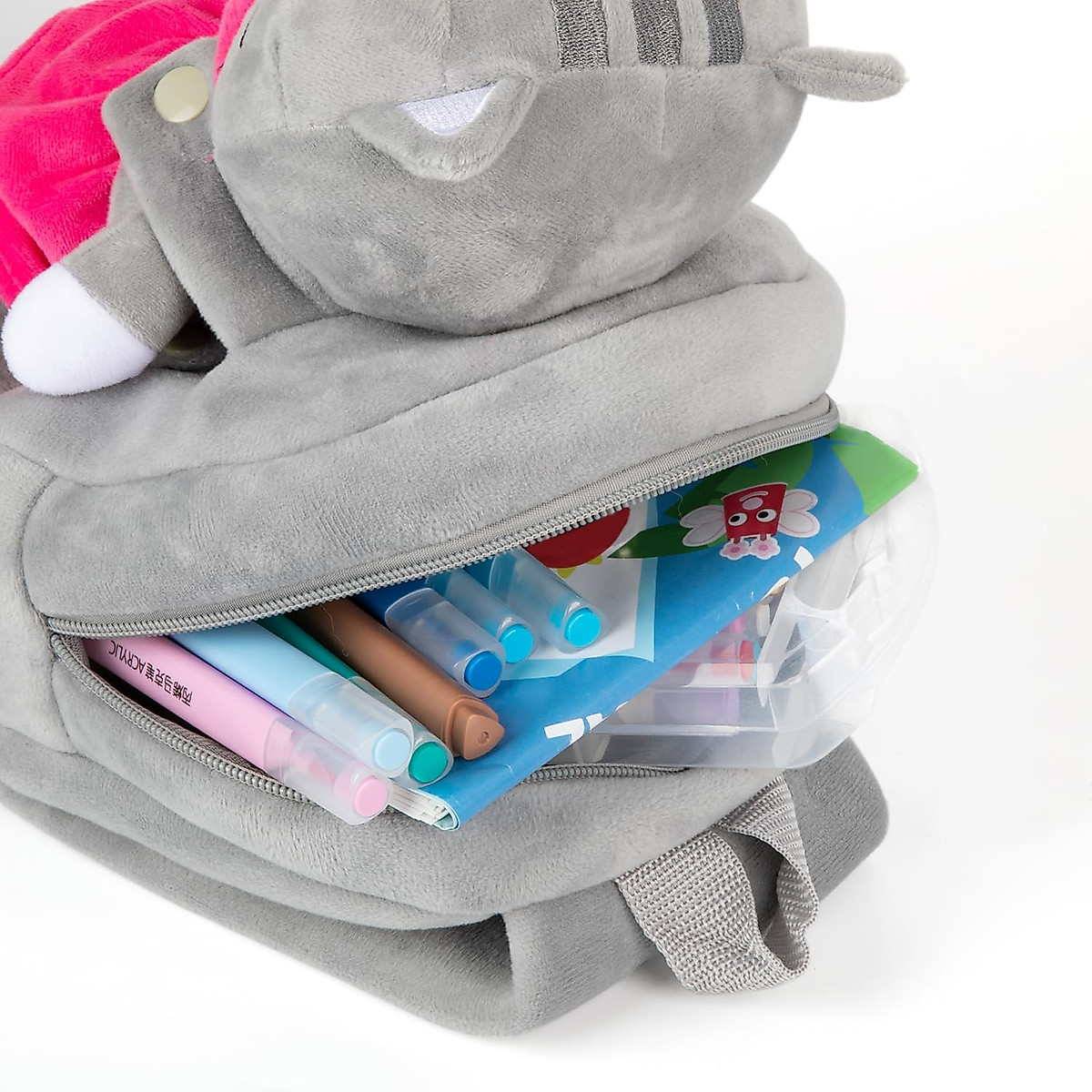 Kids Toddler Backpack Baby Girl Backpack with Stuffed Bunny Mini Plush Toys for Toddler Girls Gifts 2 3 4 5 6 Years Old Easter Gift Little Doll Stuffed Animal Rabbit Plushie Schoolbag Rose Red 9.8''