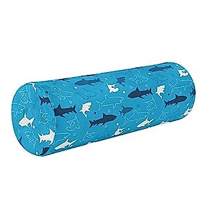 Vnurnrn Sharks Neck Support Pillow Round Neck Roll Bolster Cylinder Pillow Cervical Pillows Body Pillow for Leg Knee Back Head Support for Work Men Women Bed