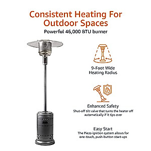Amazon Basics Slate Grey Commercial Patio Heater and Standup Patio Heater Cover Set