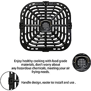 Air Fryer Grill Pan for Instants Vortex 2QT Mini Air Fryer Oven, Premium Air Fryer Grill Crisper Plate, Air Fryer Grate Grid with Rubber Tabs for Instants 2QT Air Fryer, Nonstick, Dishwasher Safe