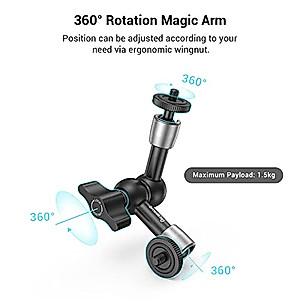SmallRig Super Clamp w/ 1/4" and 3/8" Thread and 5.8 Inches Adjustable Friction Power Articulating Magic Arm with 1/4" Thread Screw for LCD Monitor/LED Lights - KBUM2730