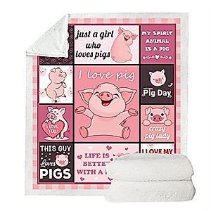 Juirnost Pig Blanket Pig Gifts for Pig Lovers Pigs in a Blanket Pig Blankets for Kids Just a Girl Like Pig Throw Blanket for Couch Bed Sofa 50"x60" Soft Cozy Piggy Blanket Ideal Gifts for Birthday