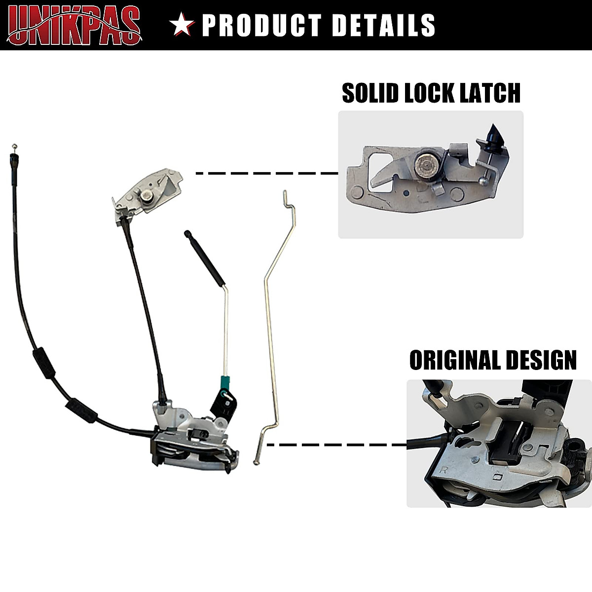 Door latch assembly w/cable&rod compatible for Ford E150 E250 E350 Rear Right Cargo door connective repair lock latch replace 6C2Z-15431A02-AA