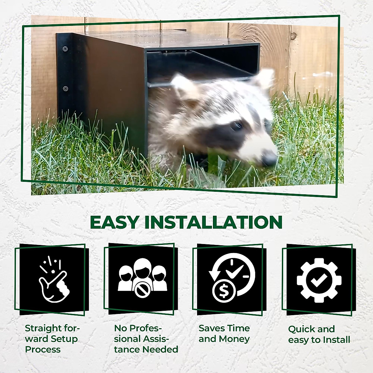 Rhino Excluders® Prochute™ Excluder One Way Door for Removal of Raccoons, Skunks, Opossums, Groundhogs and Rabbits - Black