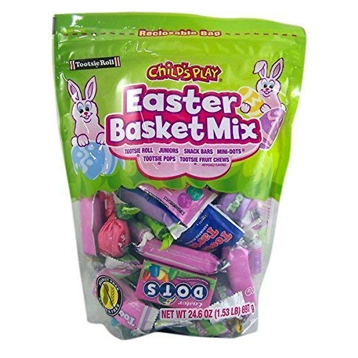 Tootsie Roll Childs Play Easter Basket Bulk Individually Wrapped Candy Assortment Mix in Resealable Bag, 24.48 oz