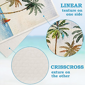 AnyDesign Summer Beach Swedish Kitchen Dishcloth Starfish Coconut Cotton Kitchen Towel You are My Sunshine Beach Life Absorbent Dish Towel for Housewarming Cleaning Wipes, 6Pcs, 7 x 8 Inch