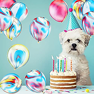 24 Pieces Tie Dye Agate Marble Balloons 10 Inches Tie Dye Swirl Latex Balloons for Theme Party Birthday Party Festival Wedding Baby Shower Decorations (Colorful)