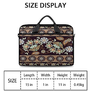 Elegant Embroidery Laptop Computer Bag Waterproof Shoulder Messenger Bag 13-15 inch Durable Laptop Tote Bag with Shoulder Strap Handle Lightweight Crossbody Briefcase