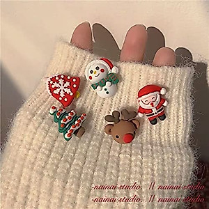 Charistmas Earring Set for Women, 5 Pairs Cute Resin Christmas Stud Earrings,Christmas Trees, Bells,Santa Claus,Snowman,elk Earrings (Red)