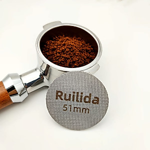 Ruilida Espresso Puck Screen 51mm, Reusable 1.7mm Thickness 150μm 316 Stainless Steel Professional Barista Coffee Filter Mesh Plate for Espresso Portafilter Filter Basket (51mm)