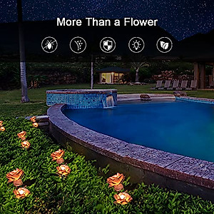 MIKK Solar Garden Stake Flower Lights, 2pack Outdoor Decorative Floral Lights, LED Artificial Waterproof Yard In-Ground Lights Lights for Garden Lawn Patio Backyard.（Pink Rose）